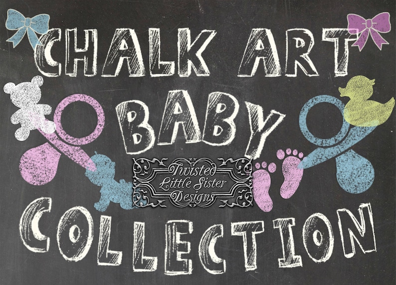 29 Chalk Art Bundle, Baby Related Png Graphics for DIY Chalkboard ...