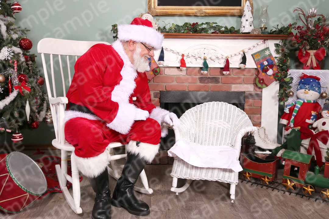 PRICE DROP Digital Backdrop of Santa Sitting Beside a Child's Chair DIY ...