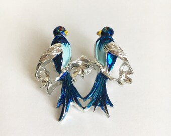 Blue bird brooch | Etsy