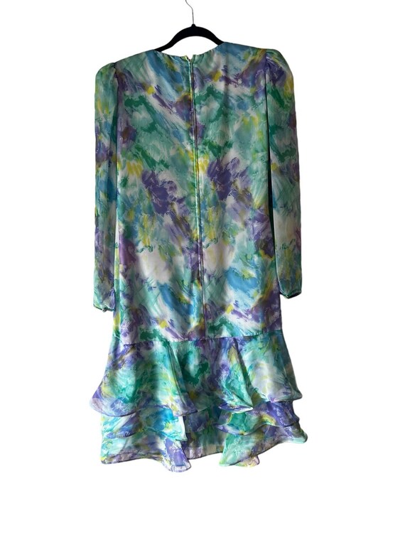 Vintage Floral 80s Rimini Drop Waist Ruffle Dress - Gem