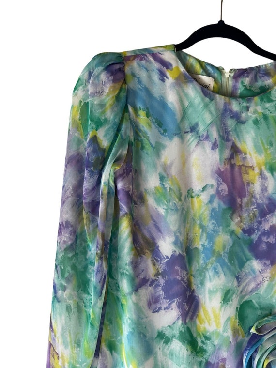 Vintage Floral 80s Rimini Drop Waist Ruffle Dress - Gem