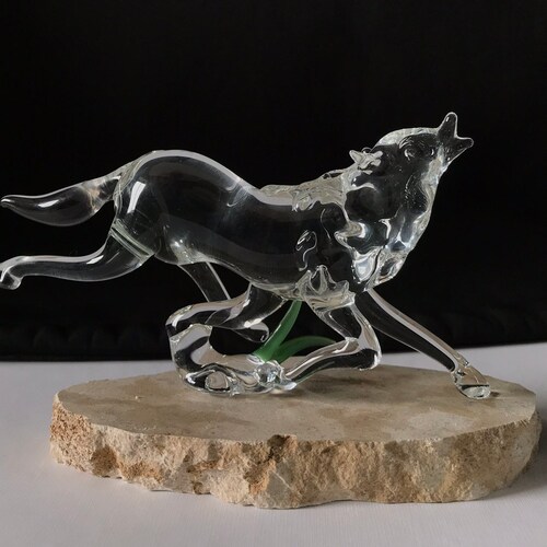 Howling Wolf Handblown Glass Sculpture - Etsy