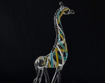 Giraffe & Baby Handblown Glass Sculpture | Etsy