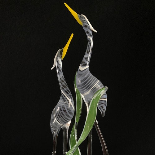 Glass Heron Bird Glass Sculpture Animals Glass Art Glass - Etsy