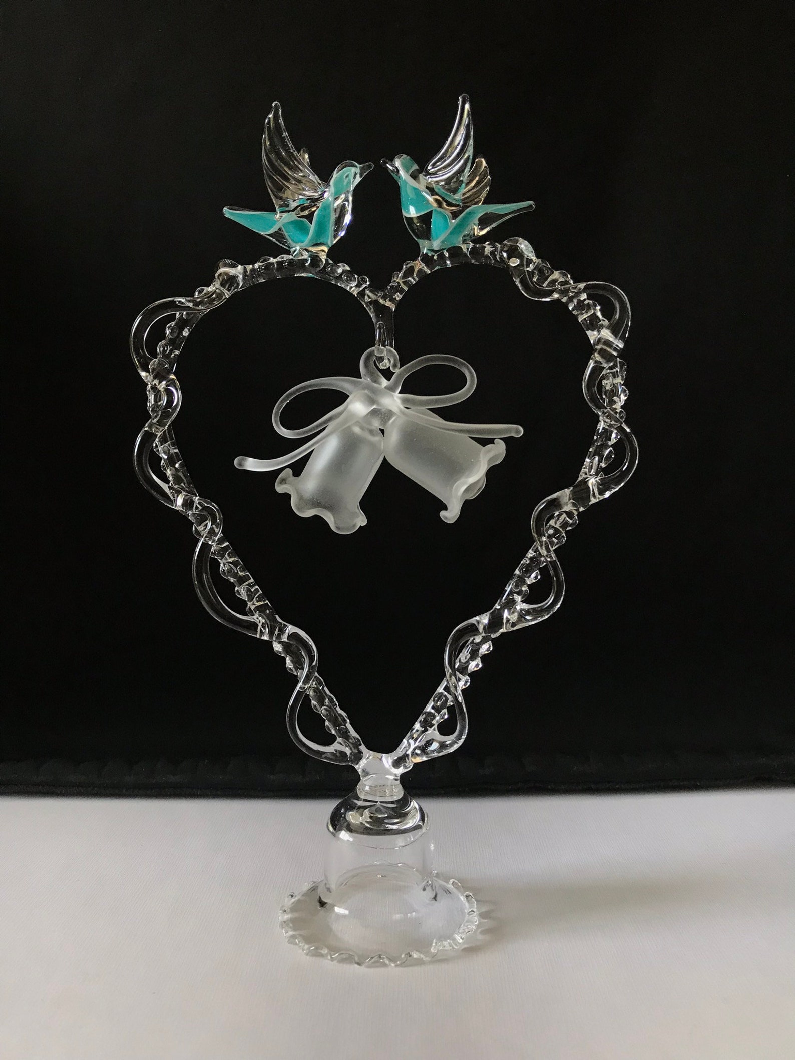 Doves on Hanging Bells Cake Top Handblown Glass Sculpture - Etsy