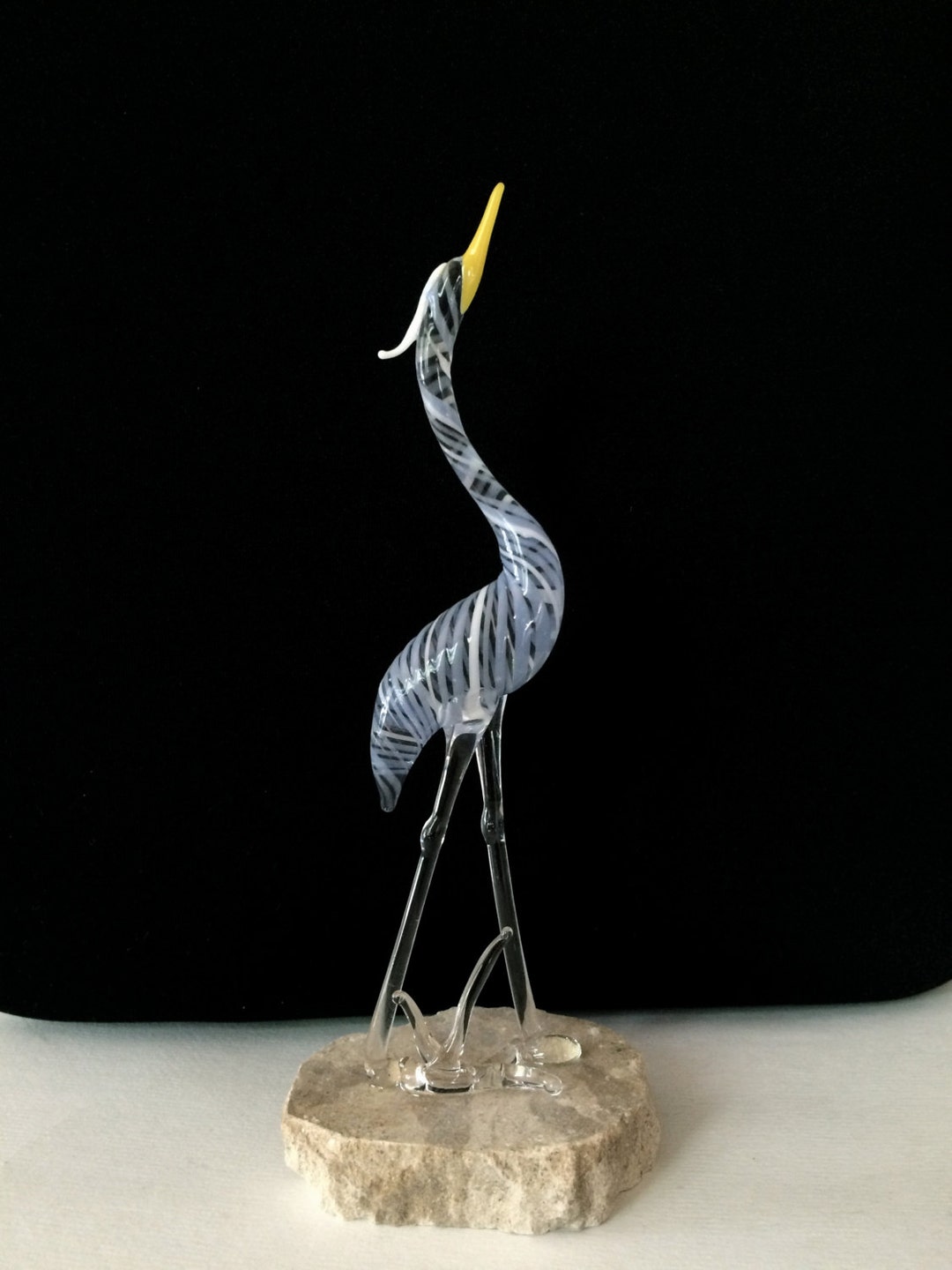 Blue Heron Handblown Glass Sculpture - Etsy