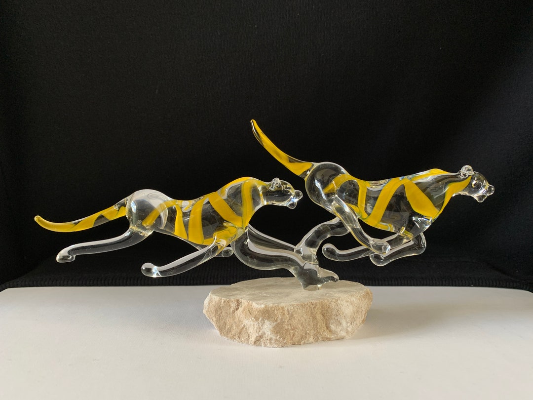 Hunting Cheetah Handblown Glass Sculpture - Etsy