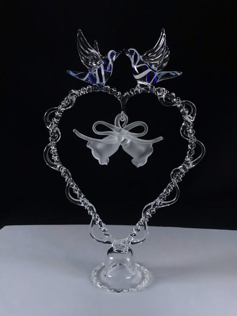 Doves on Hanging Bells Cake Top Handblown Glass Sculpture - Etsy