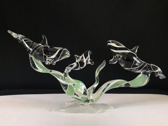 Orca Whale Family Handblown Glass Sculpture | Etsy