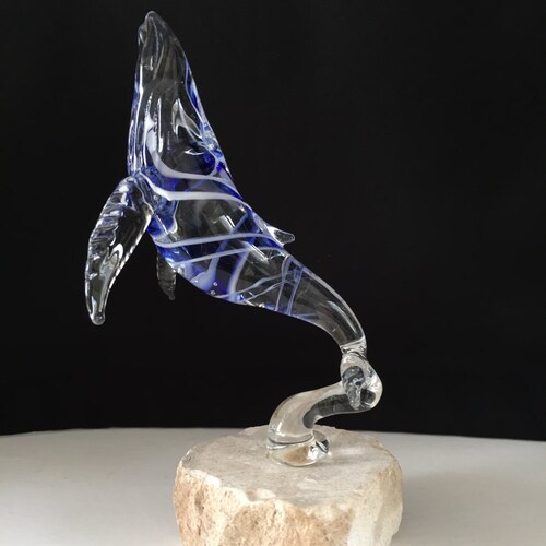 Whale Figurine Sculpture Blown Glass Amethyst Crystal - Etsy