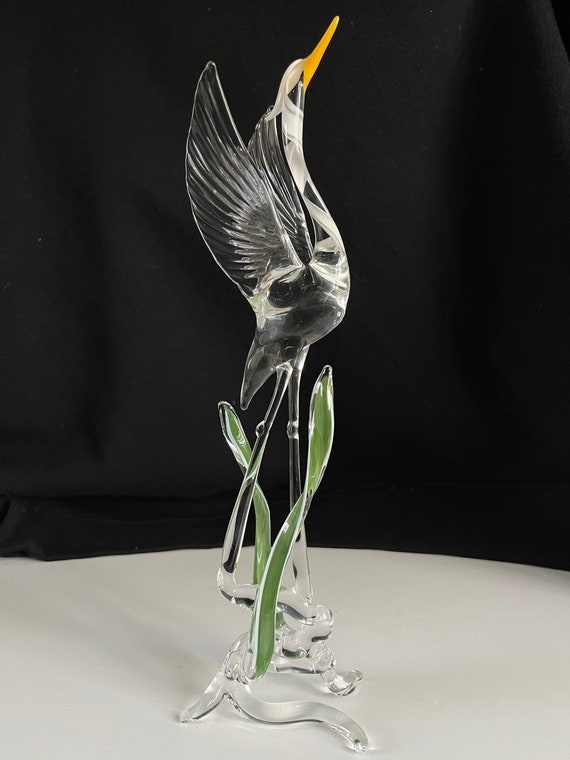Heron Handblown Glass Sculpture - Etsy