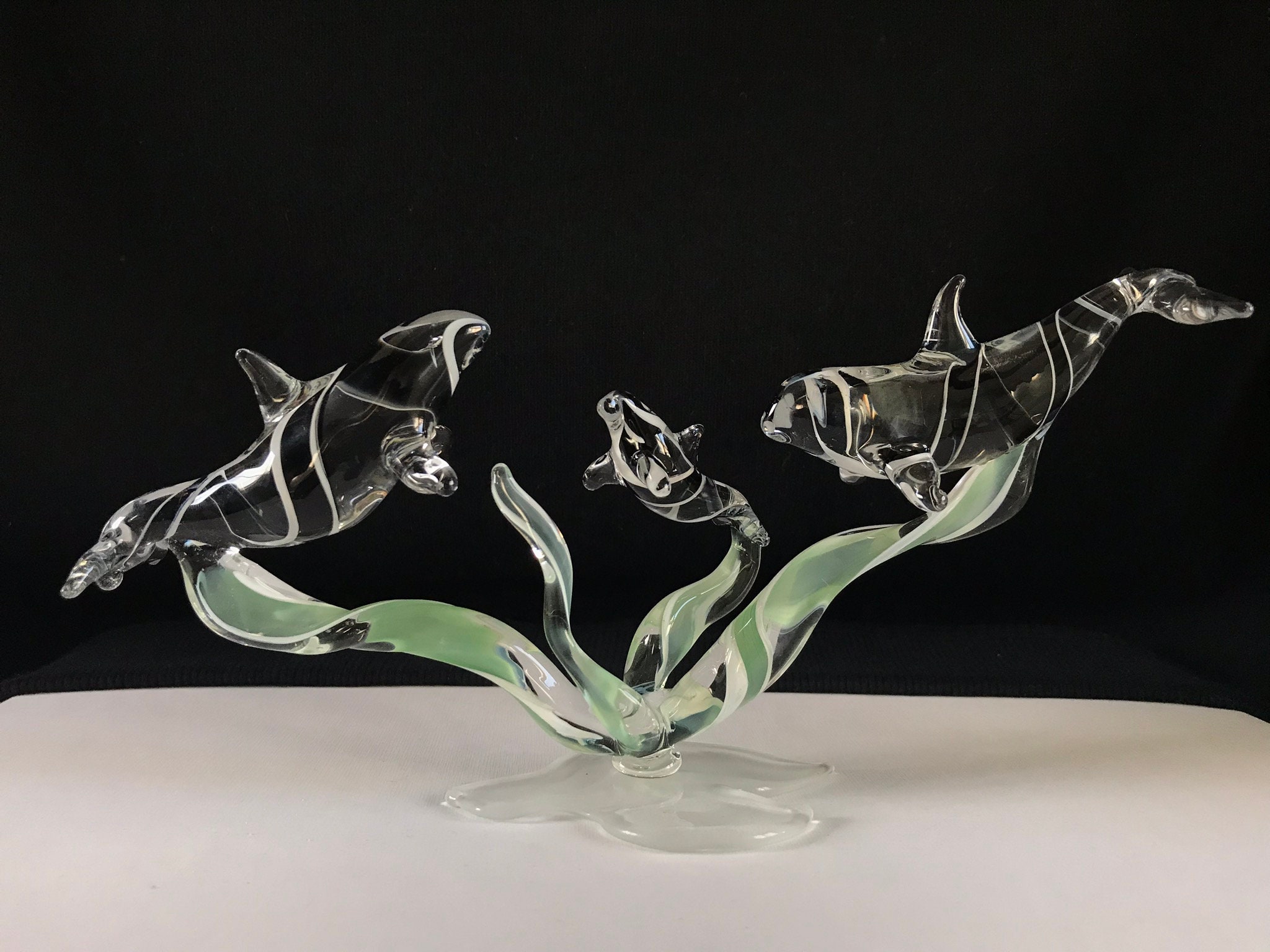Orca Whale Family Handblown Glass Sculpture - Etsy