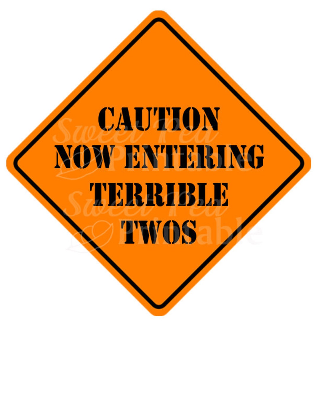 Instant Download - Caution Terrible Twos Sign for Construction Birthday ...