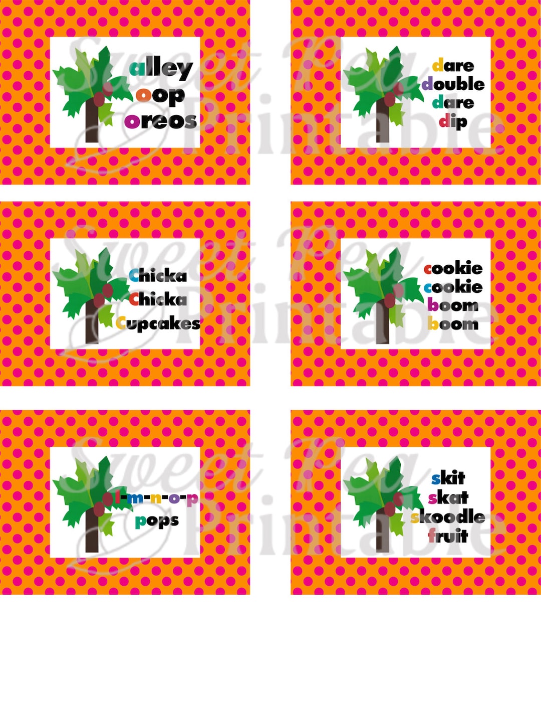 Instant Download - Printable Chicka Boom Boom Inspired Food Labels ...