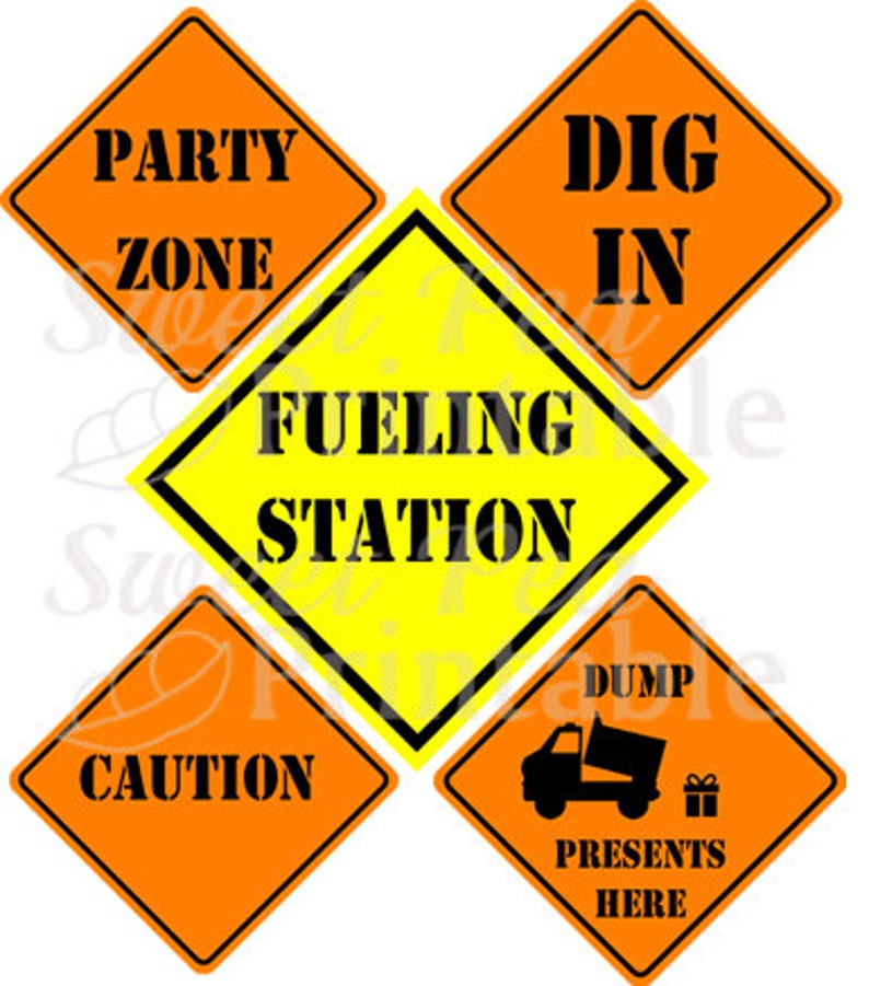Construction Birthday Party Signs Instant Download Etsy