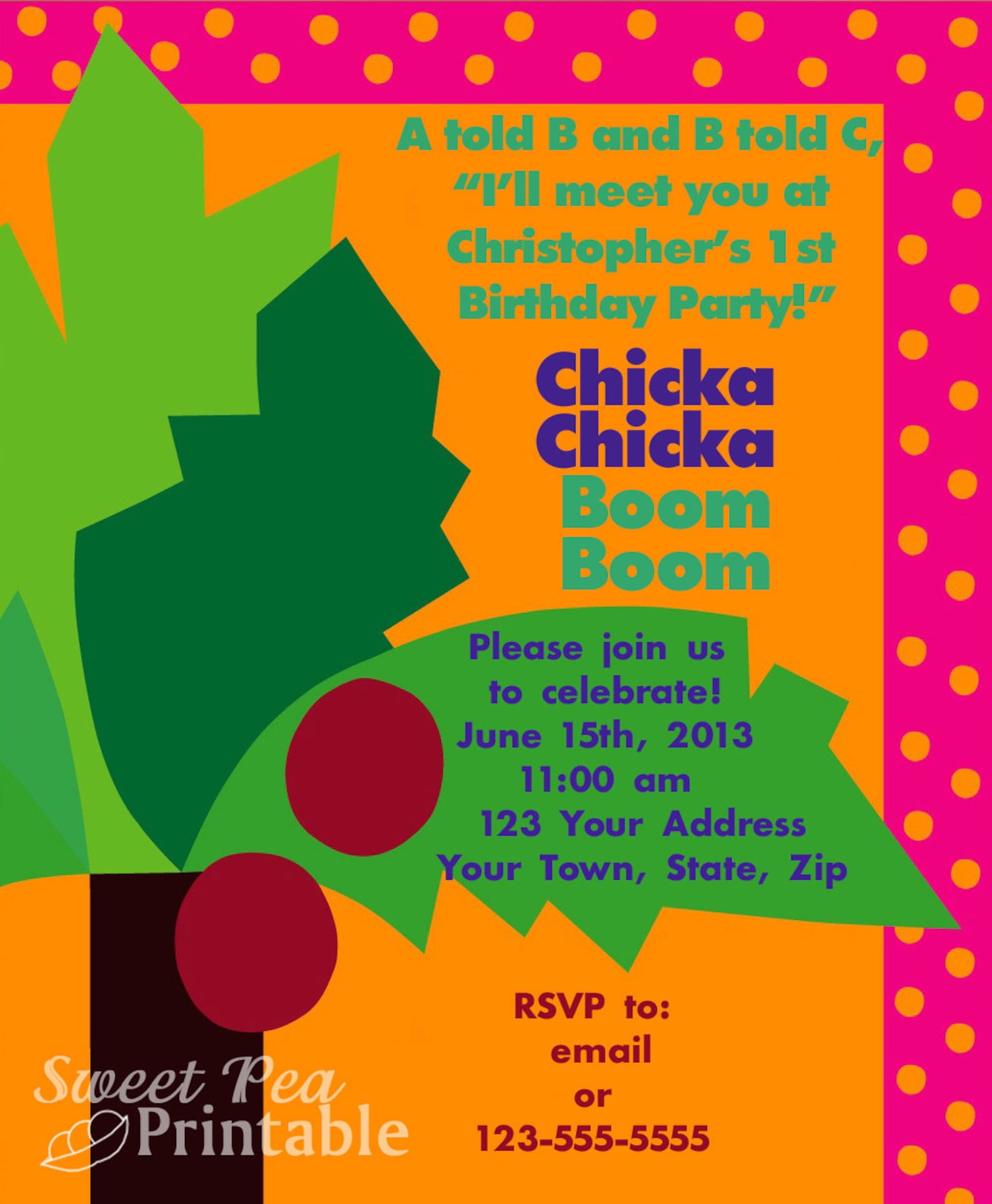 Editable Chicka Chicka Boom Boom Invitation for Birthday/baby Shower - Etsy