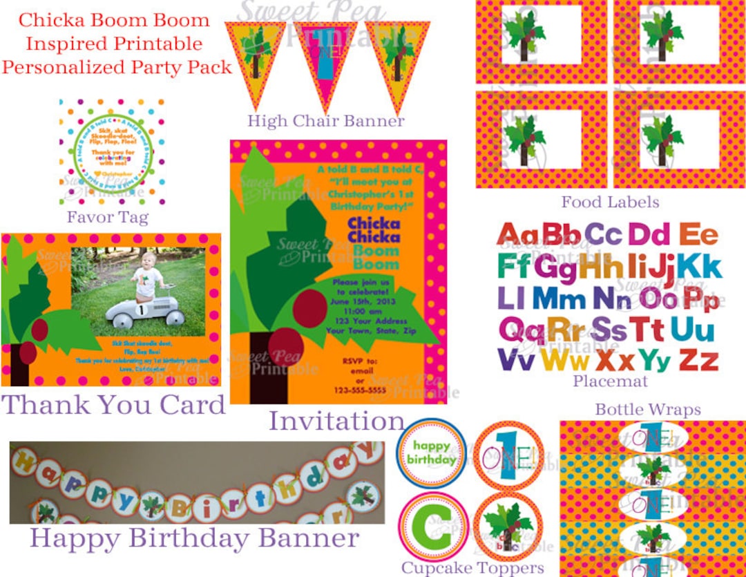 Customized Printable Chicka Chicka Boom Boom Inspired - Party Package ...