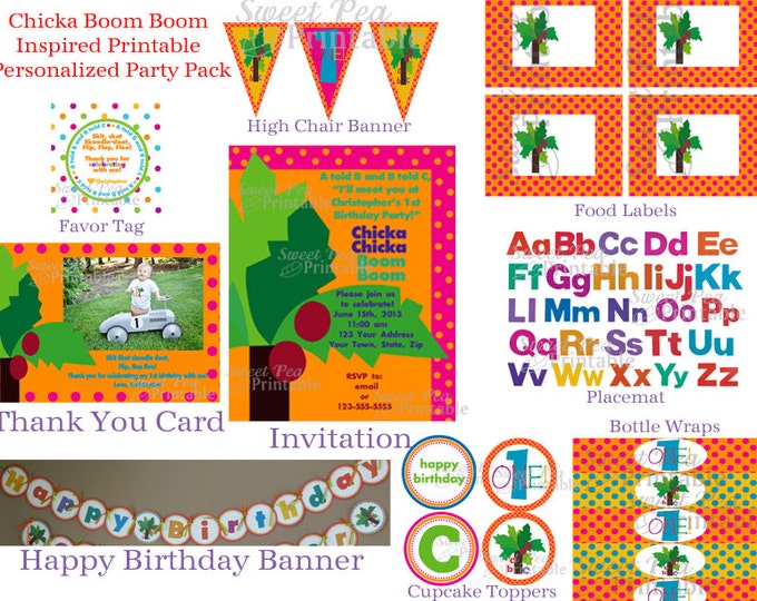 Customized Printable Chicka Chicka Boom Boom Inspired - Party Package ...