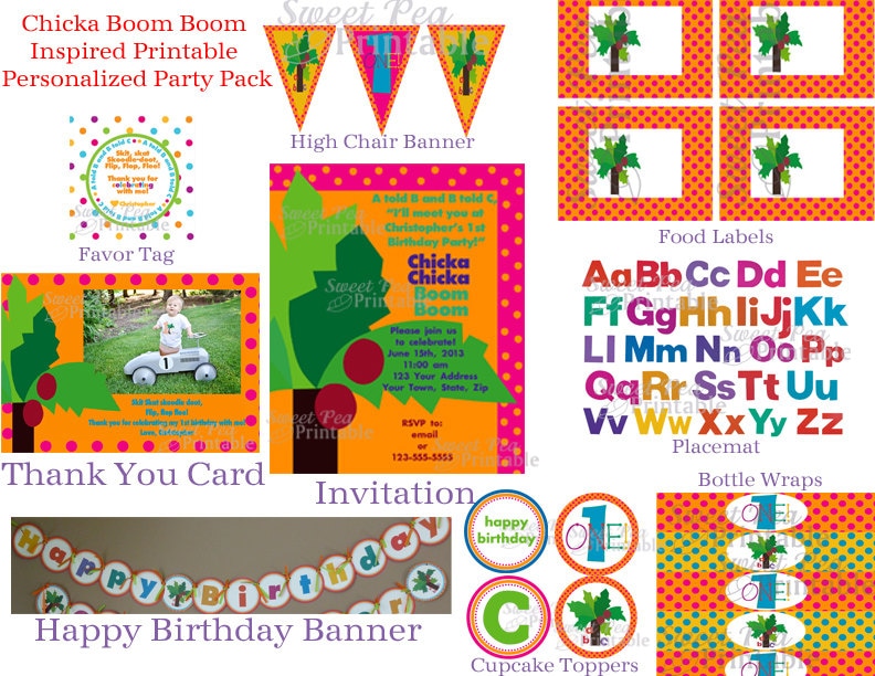 Customized Printable Chicka Chicka Boom Boom Inspired - Party Package ...