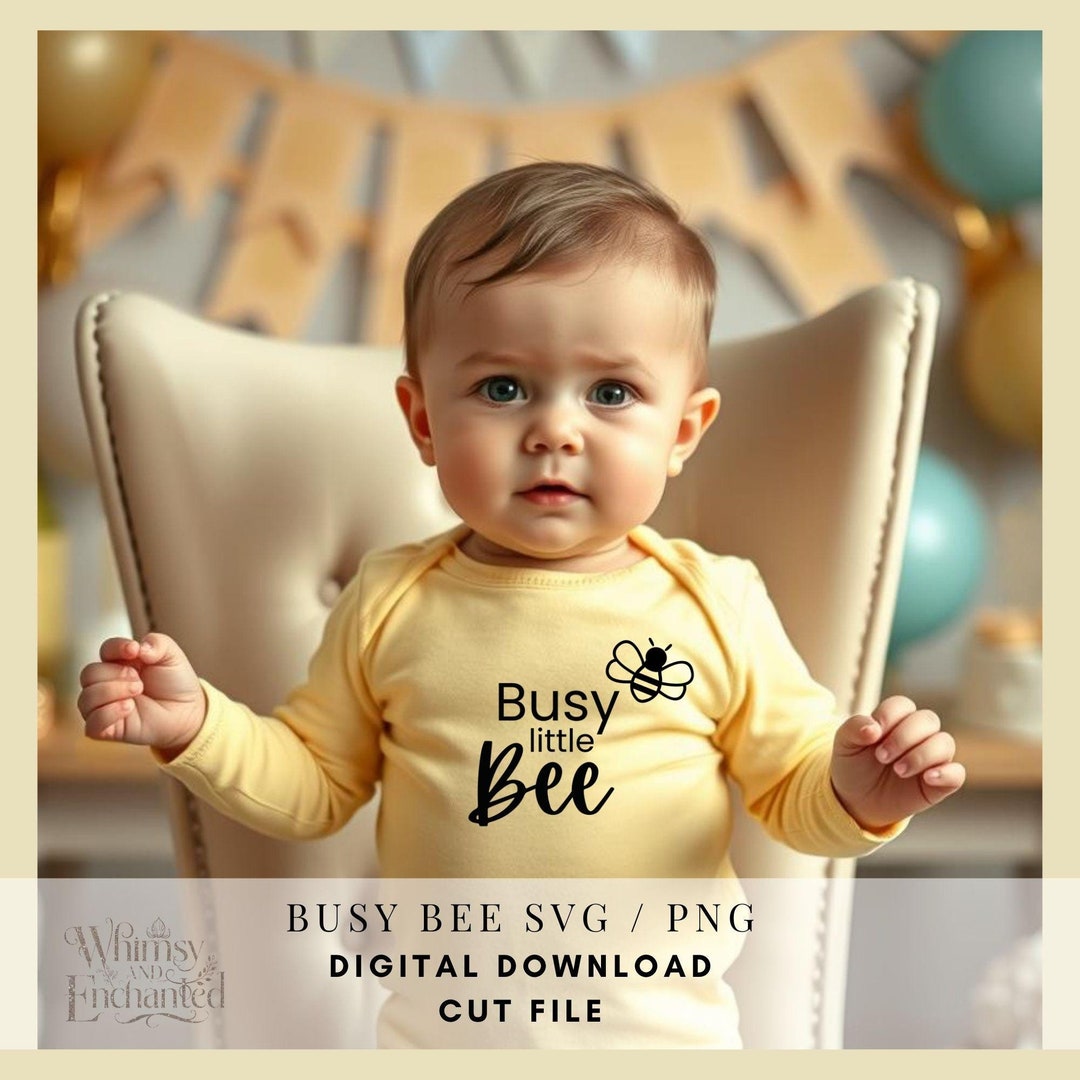 Busy Bee SVG PNG Files for Cutting Machines, Digital Clipart, Bib or ...