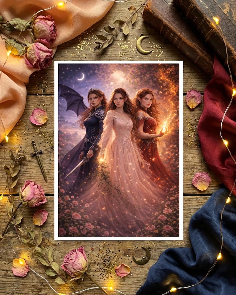 The Fae Sisterhood Art Print | the Huntress, the Flame-bearer & the ...