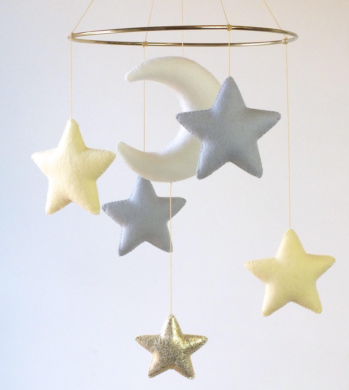 Baby Mobile White Gold Baby Mobile Baby Crib Mobile Stars | Etsy