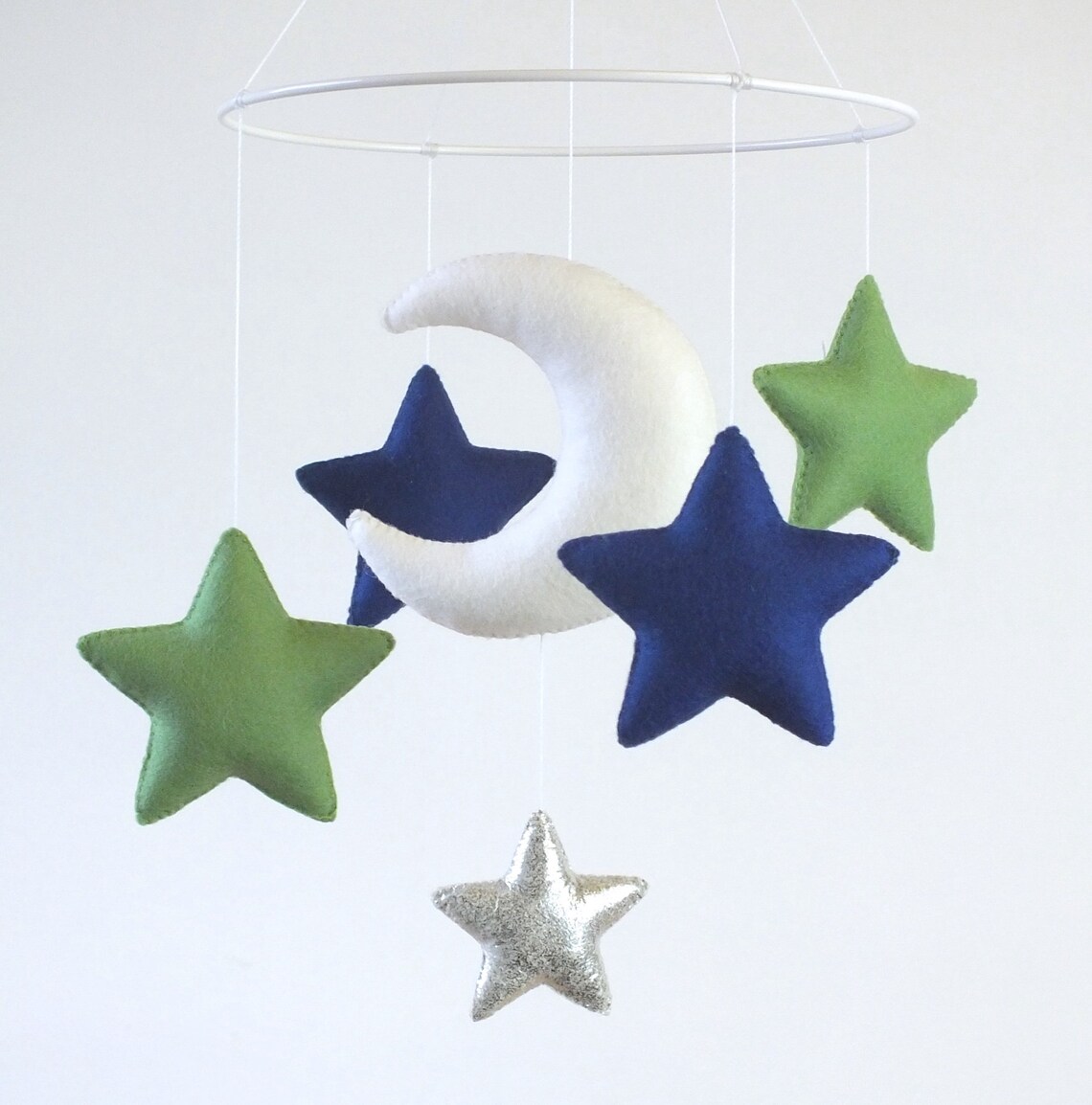 Baby Mobile, White Silver Baby Mobile, Baby Crib Mobile, Stars Baby ...