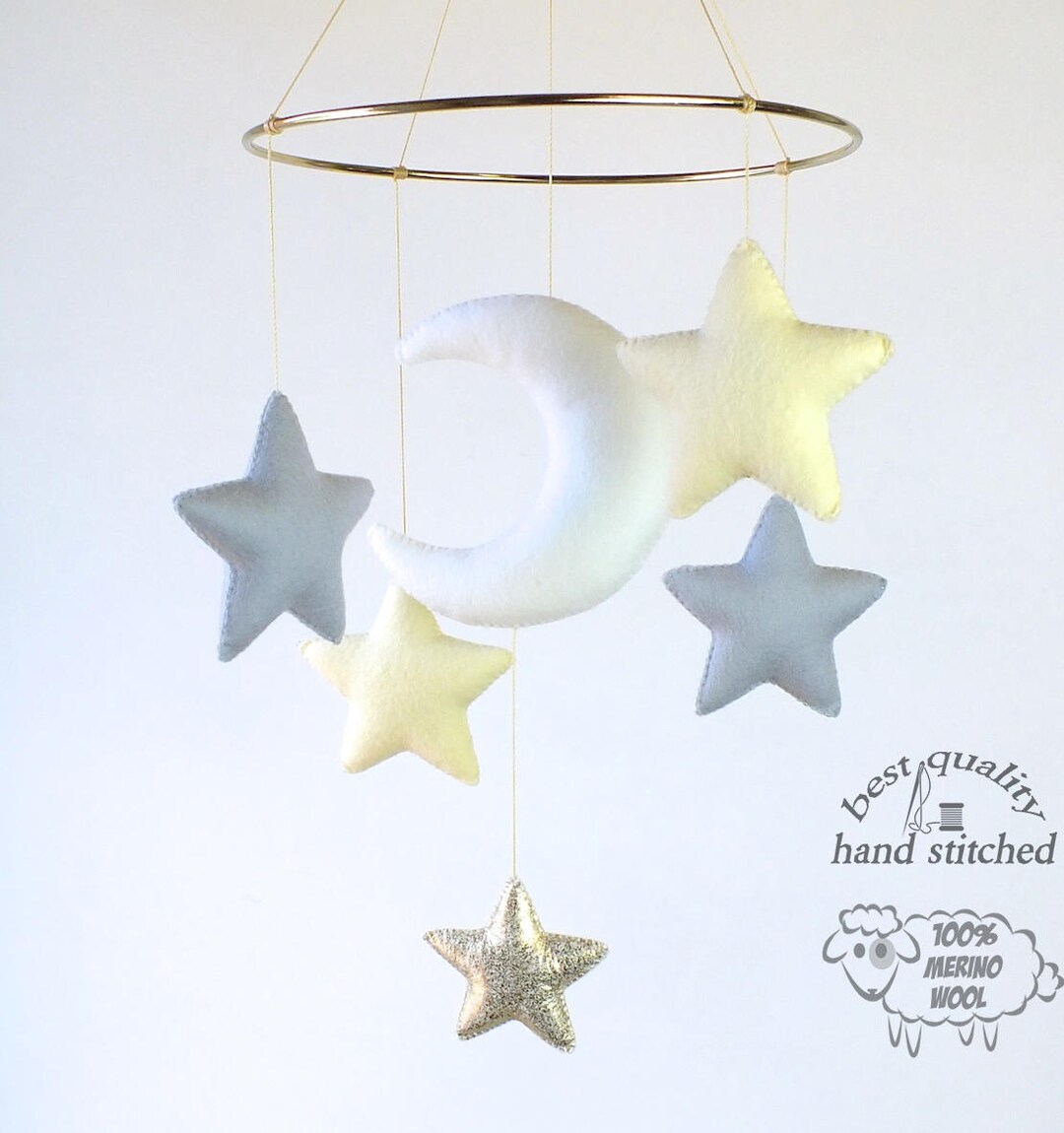 Baby Mobile, White Yellow Grey Gold Baby Mobile, Baby Crib Mobile ...