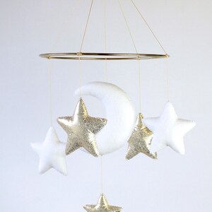 Baby Mobile, White Gold Baby Mobile, Baby Crib Mobile, Stars Baby ...