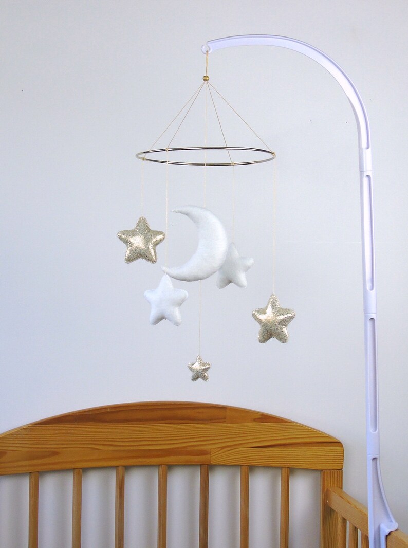 Baby Mobile, White, Silver, Navy Blue, Lime Green Baby Mobile, Baby ...