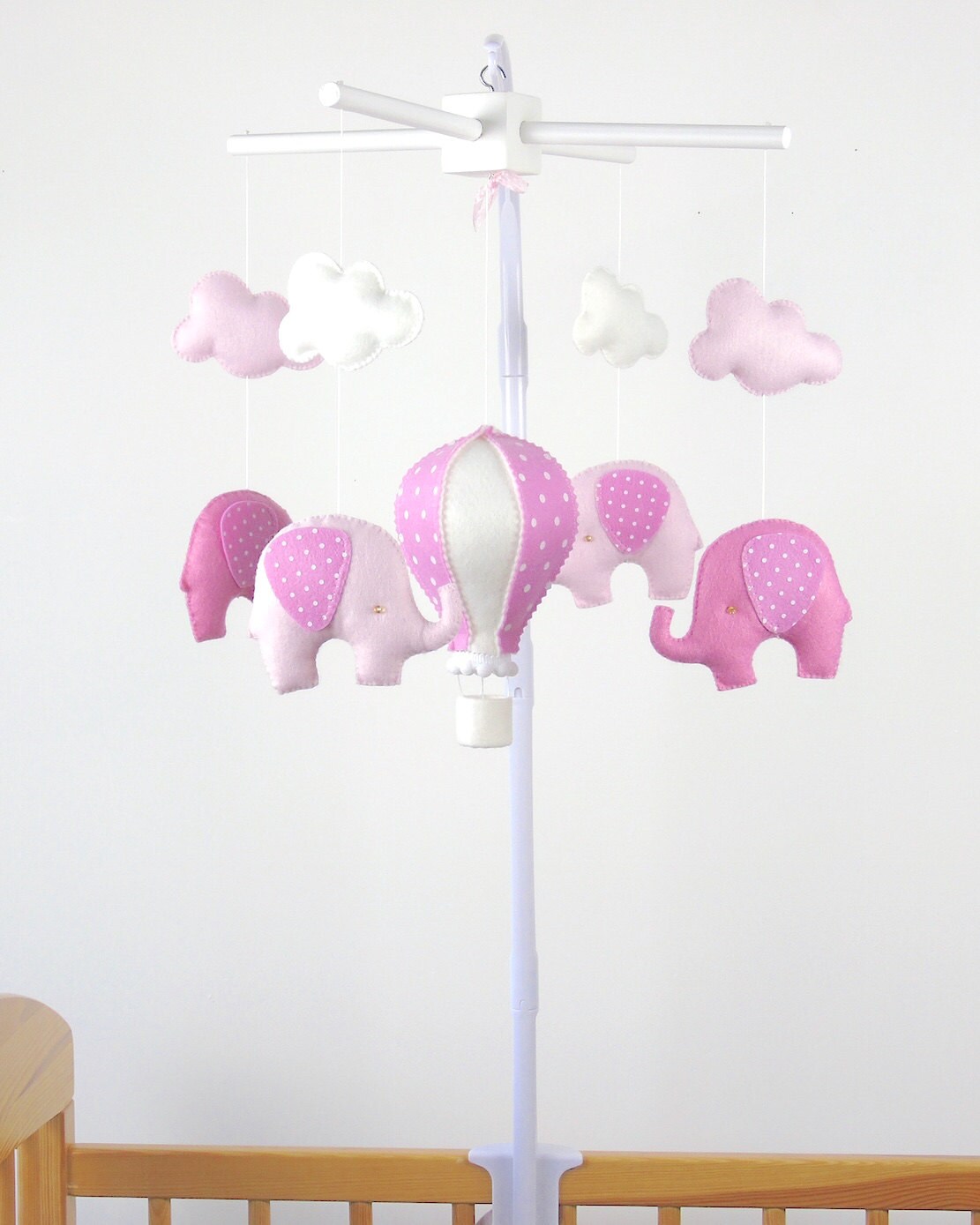 Baby Mobile, Hot Air Balloon Mobile, Elephant Mobile, Girl Pink Baby ...