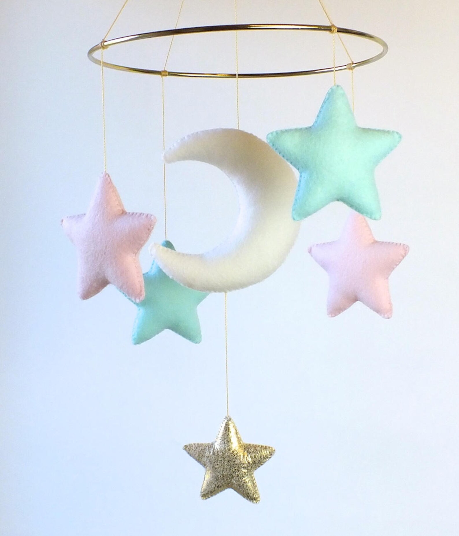 Baby Mobile White Gold Baby Mobile Baby Crib Mobile Stars | Etsy