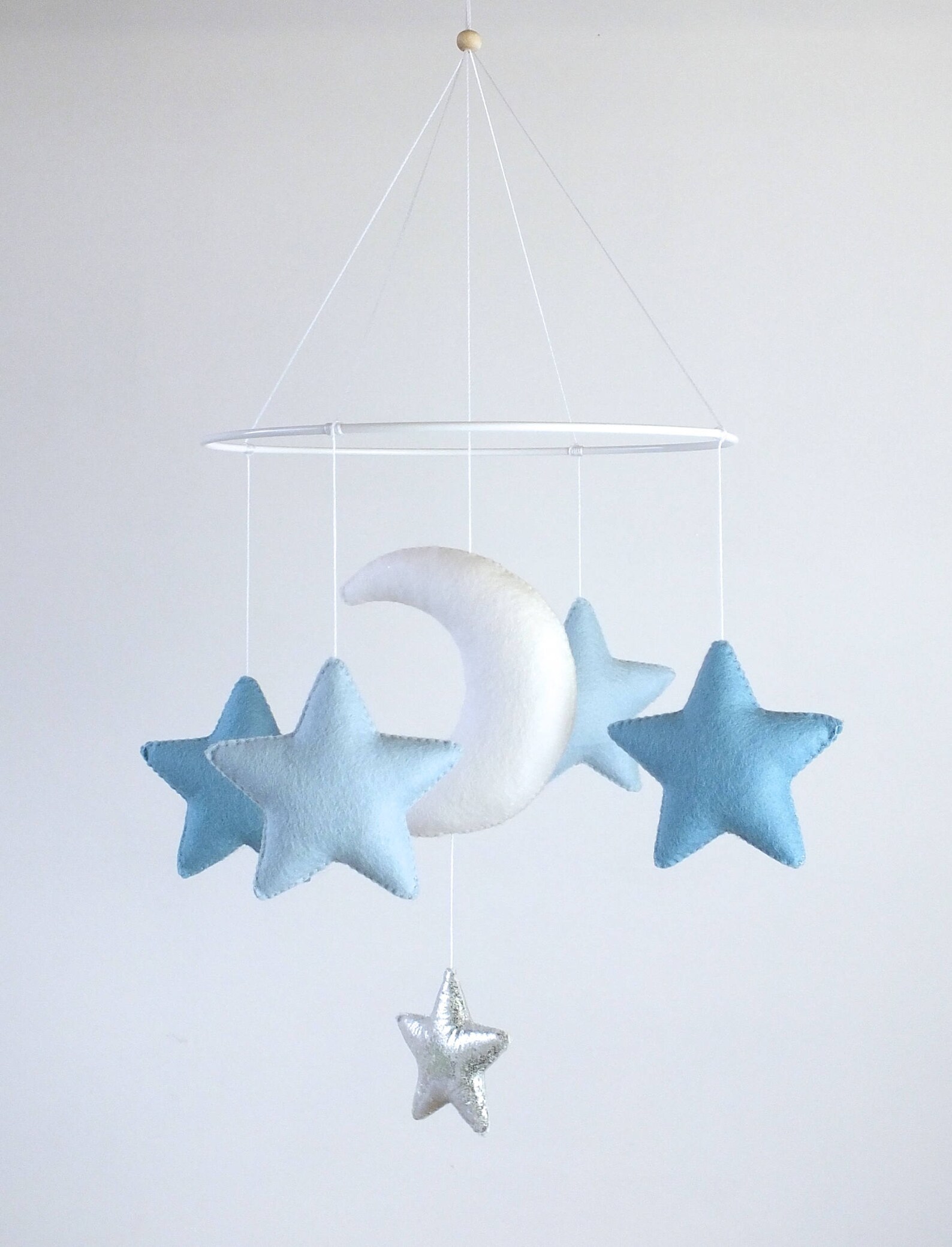 Baby Mobile, White, Silver, Navy Blue, Lime Green Baby Mobile, Baby ...