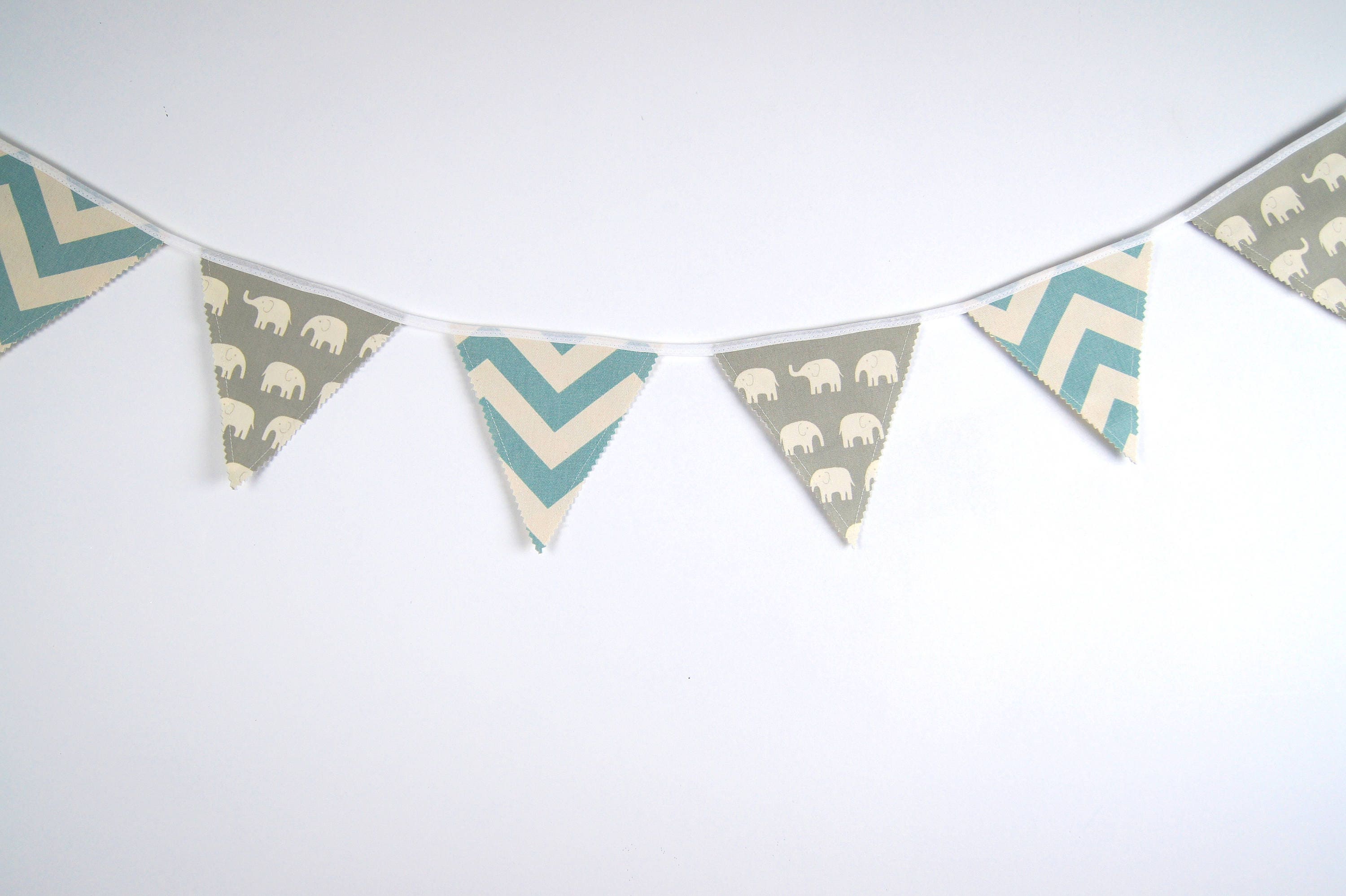 Elephant Banner Grey Elephant Teal Chevron Bunting Nursery - Etsy