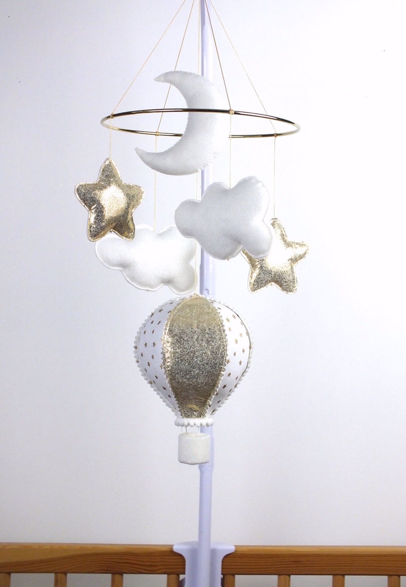 Baby Mobile, White Gold Baby Mobile, Baby Crib Mobile, Stars Baby ...