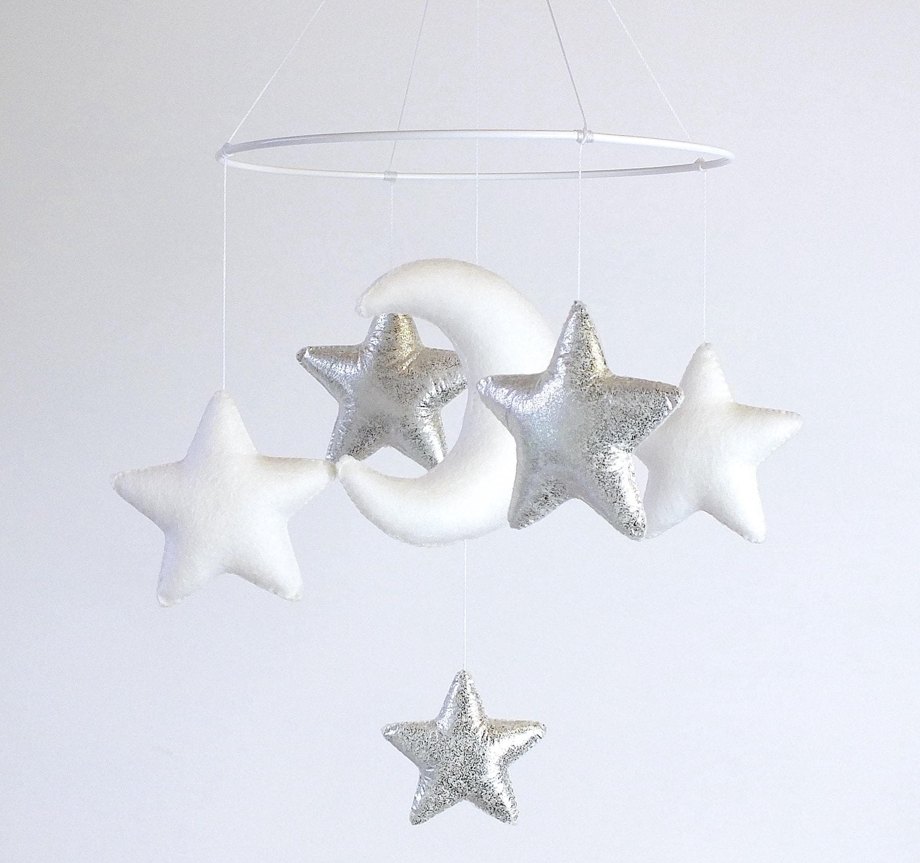 Baby Mobile White Gold Baby Mobile Baby Crib Mobile Stars | Etsy