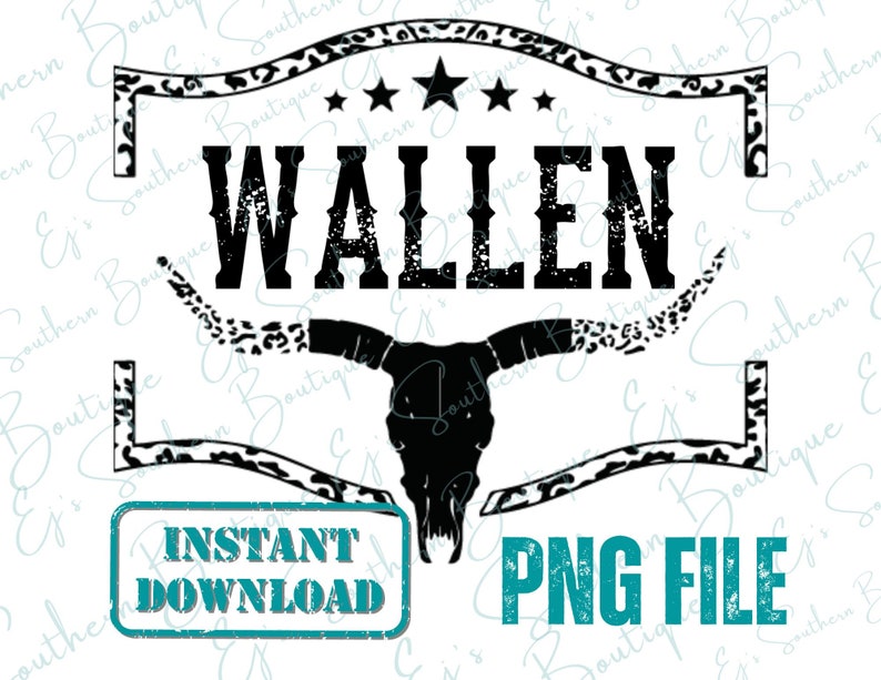Wallen Bullhead Png, Retro Wallen Bull Skull PNG, Cowboy Wallen ...