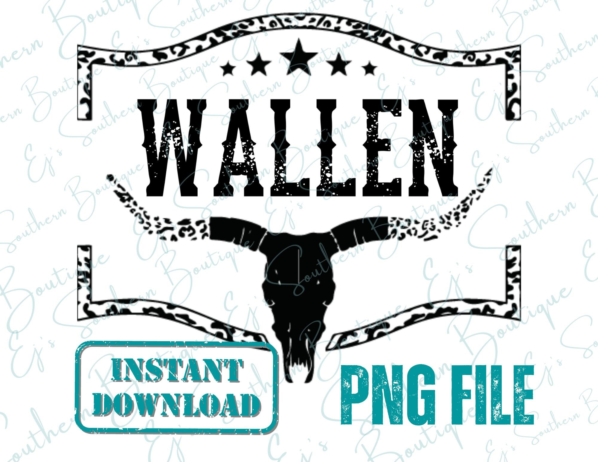 Wallen Bullhead Png, Retro Wallen Bull Skull PNG, Cowboy Wallen ...