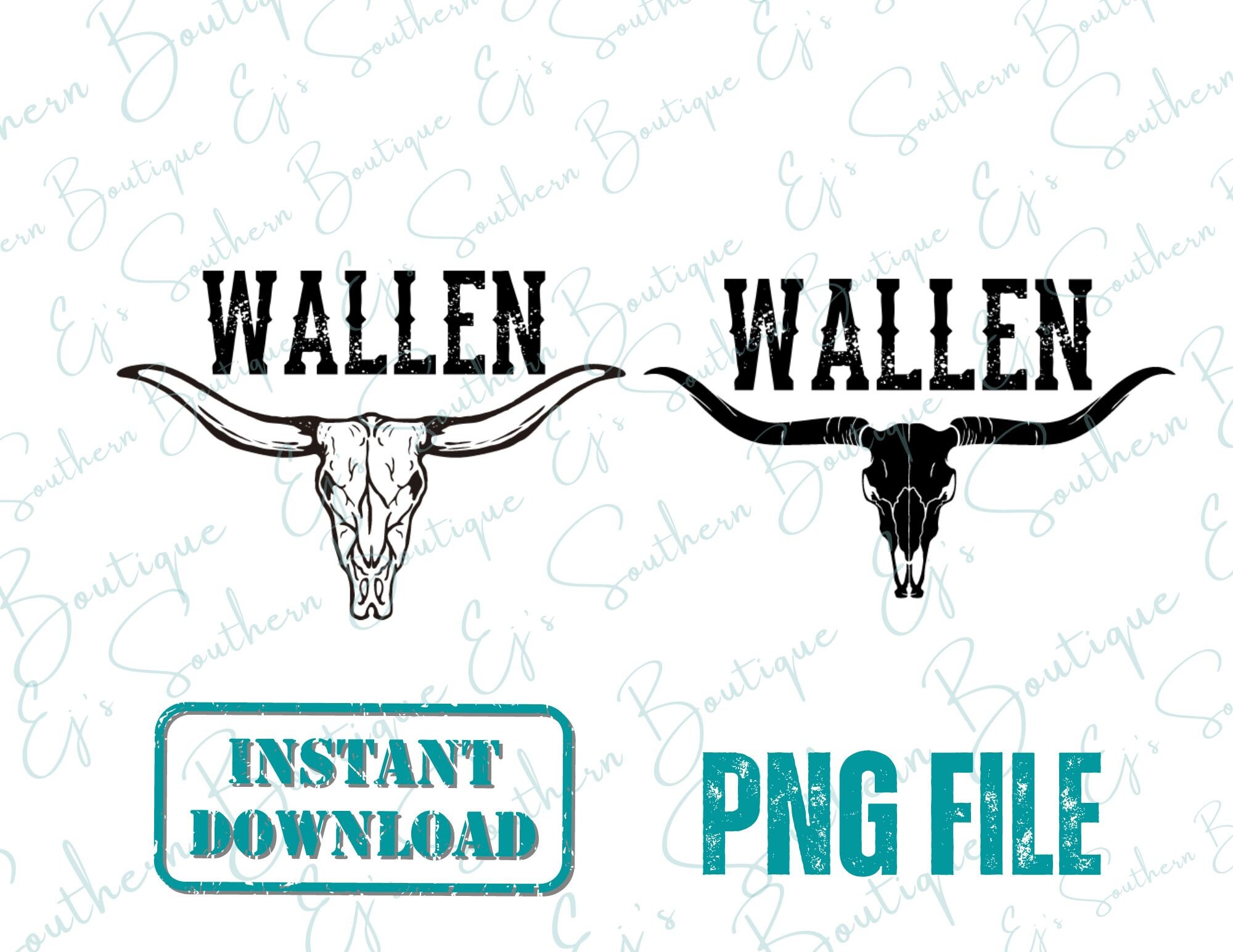 Wallen Bullhead Png, Retro Wallen Bull Skull PNG, Cowboy Wallen ...