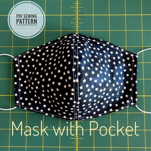 Face Mask With Pocket Sewing Pattern; 2 Sizes PDF Sewing Pattern ...