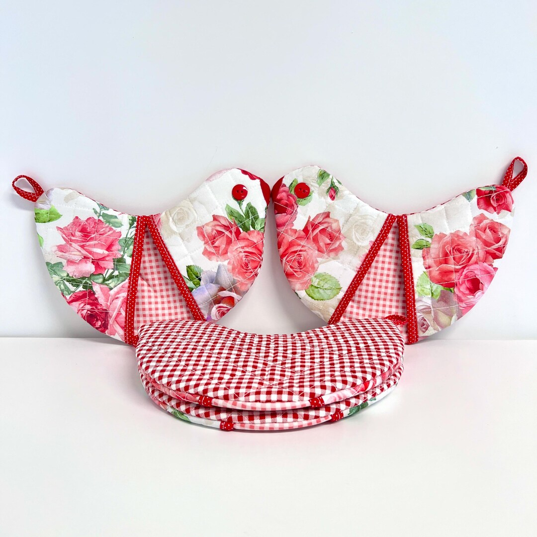 One Pair of Quilted Bird-shaped Potholders Oven Mitt Www.blhandmade.com ...