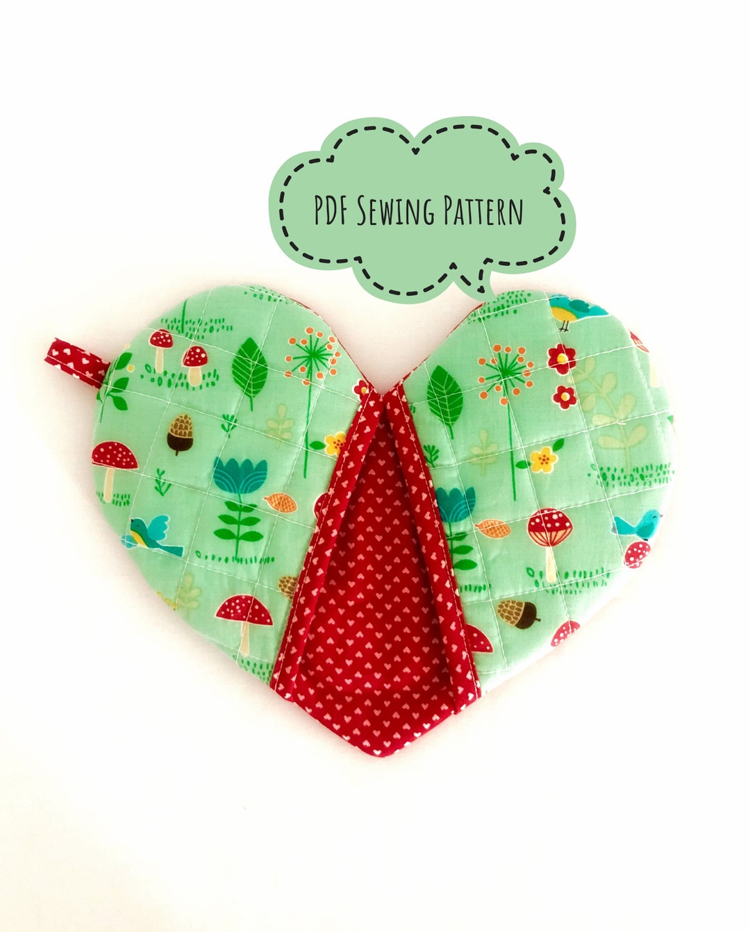 Heart Potholder Sewing Pattern: Quilted Oven Mitt (PDF Pattern) - Etsy