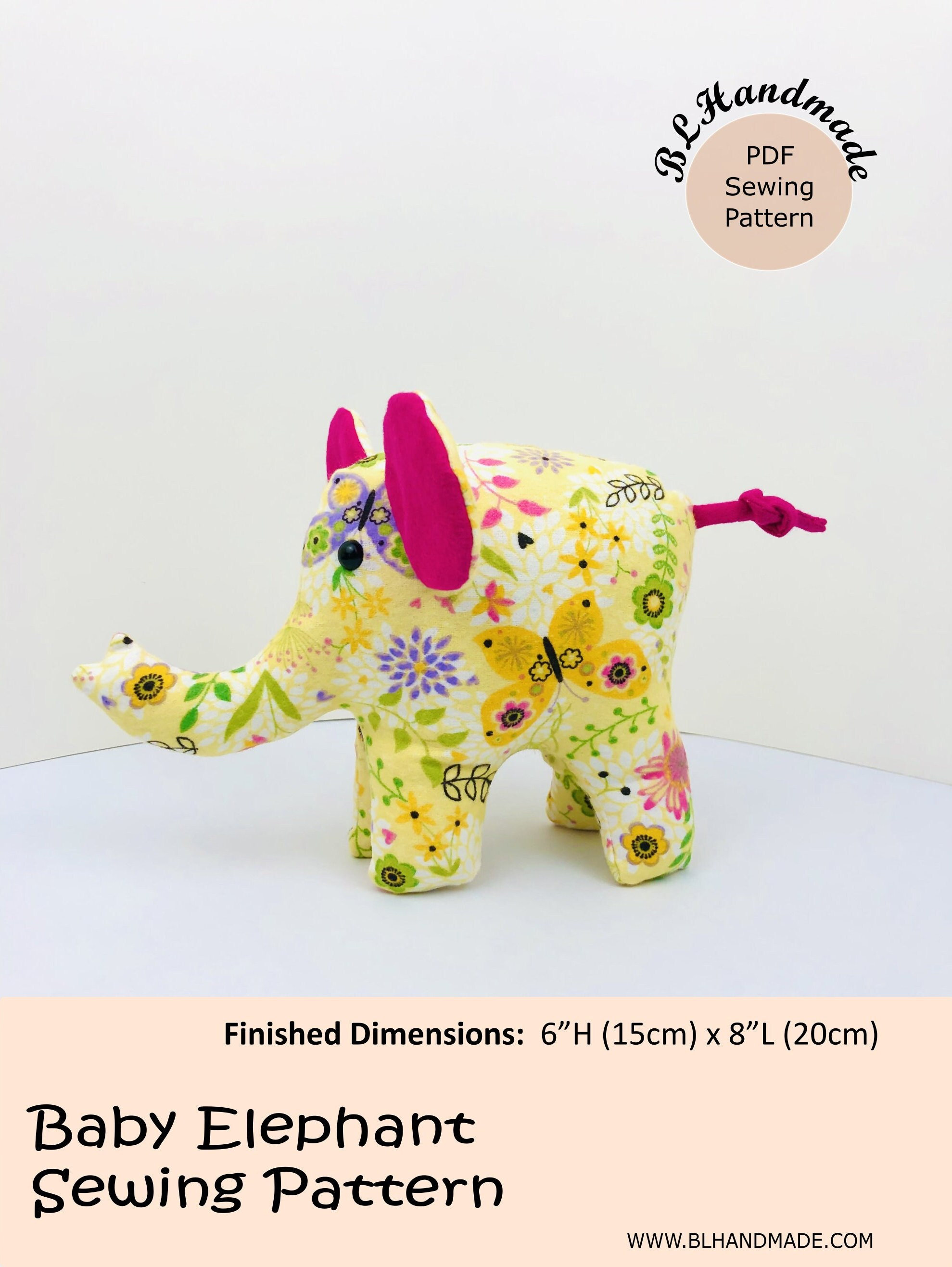 Elephant Sewing Pattern: Stuffed Animal PDF (6x8 Inch) - Etsy