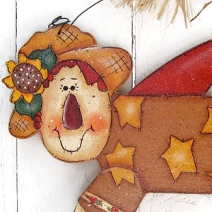 Welcome Autumn Angel Decor Painted Wood Rustic Fall Door Hanger ...