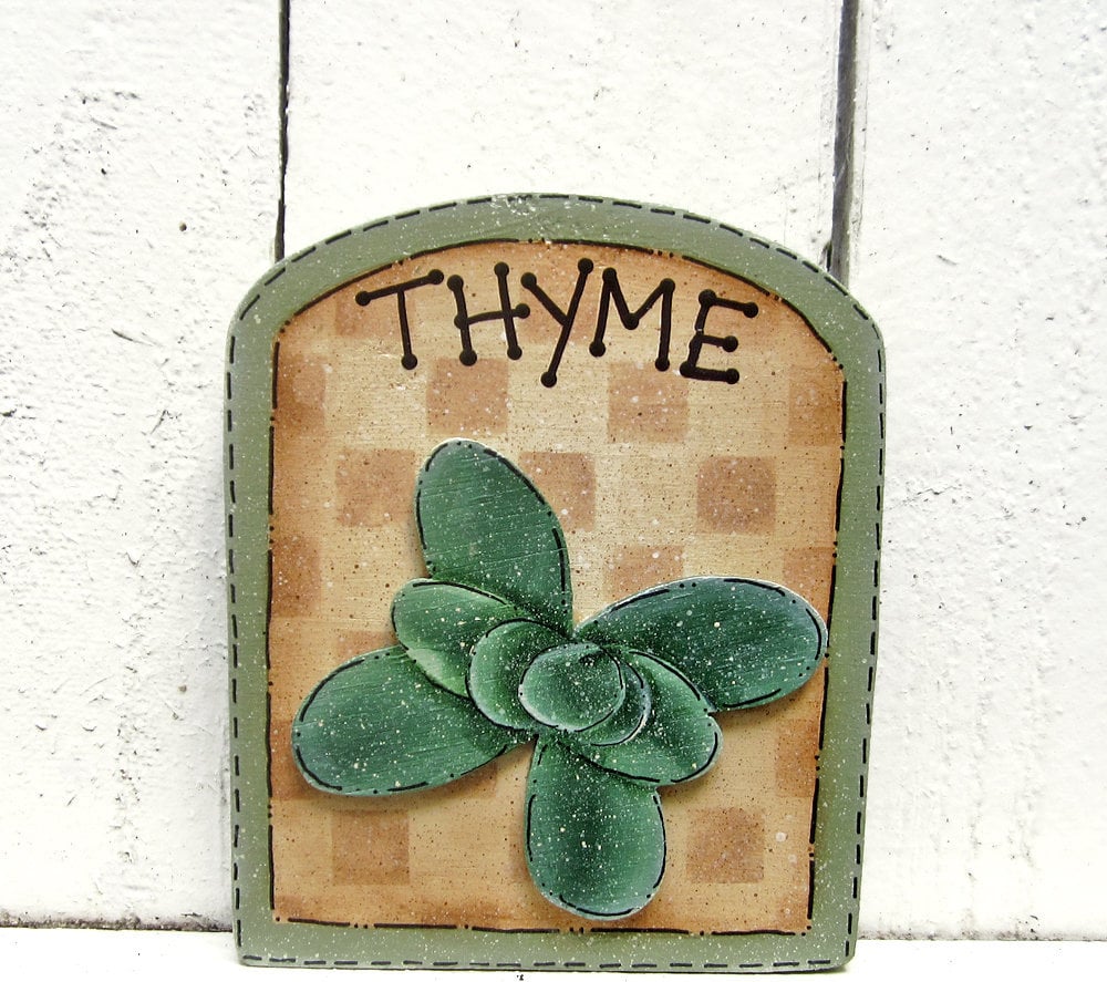 Thyme Garden Sign Garden Decor Plant Poke Plant Stick Plant - Etsy