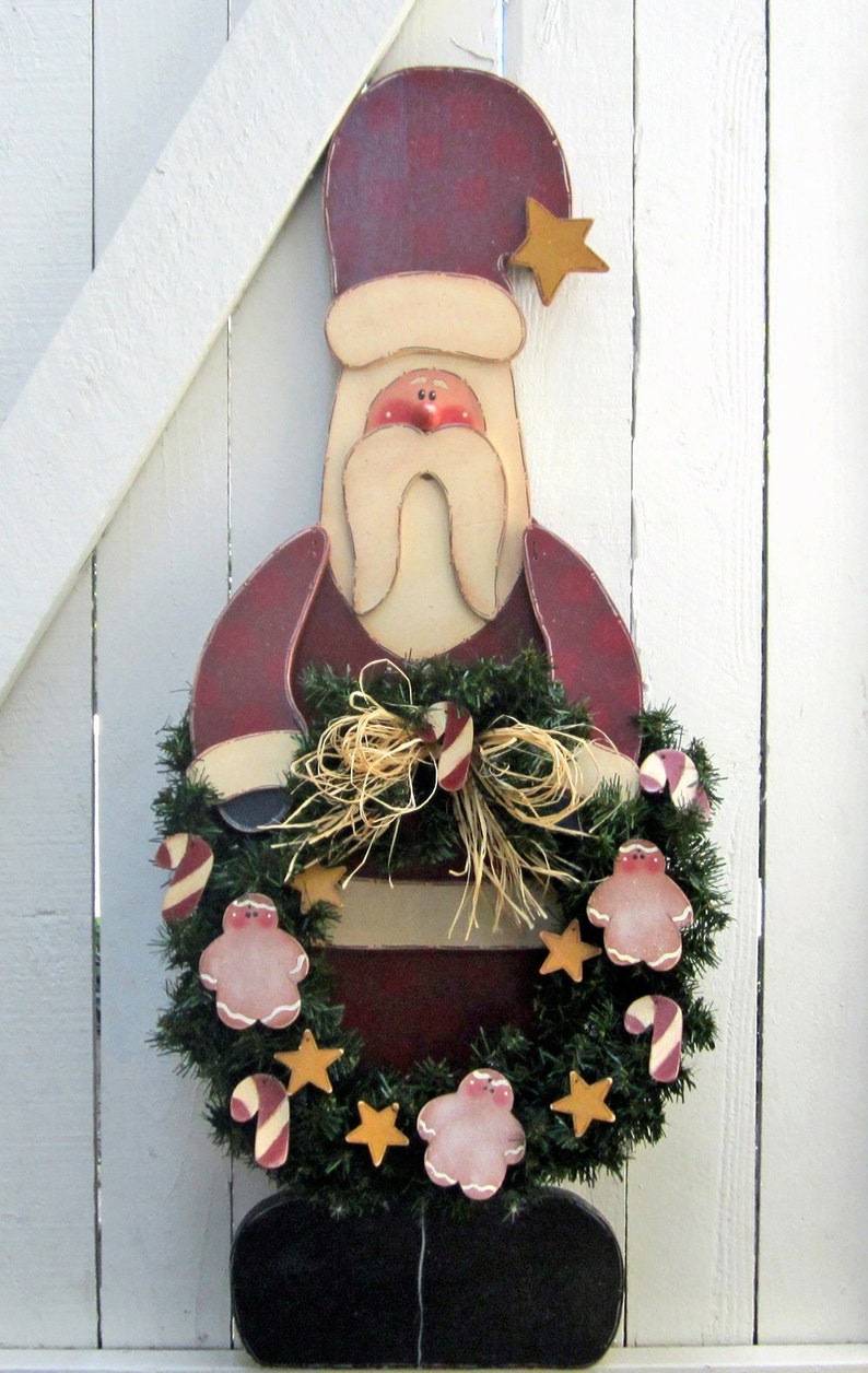 3 Ft Santa With Lighted Wreath Christmas Decor Christmas Lights ...