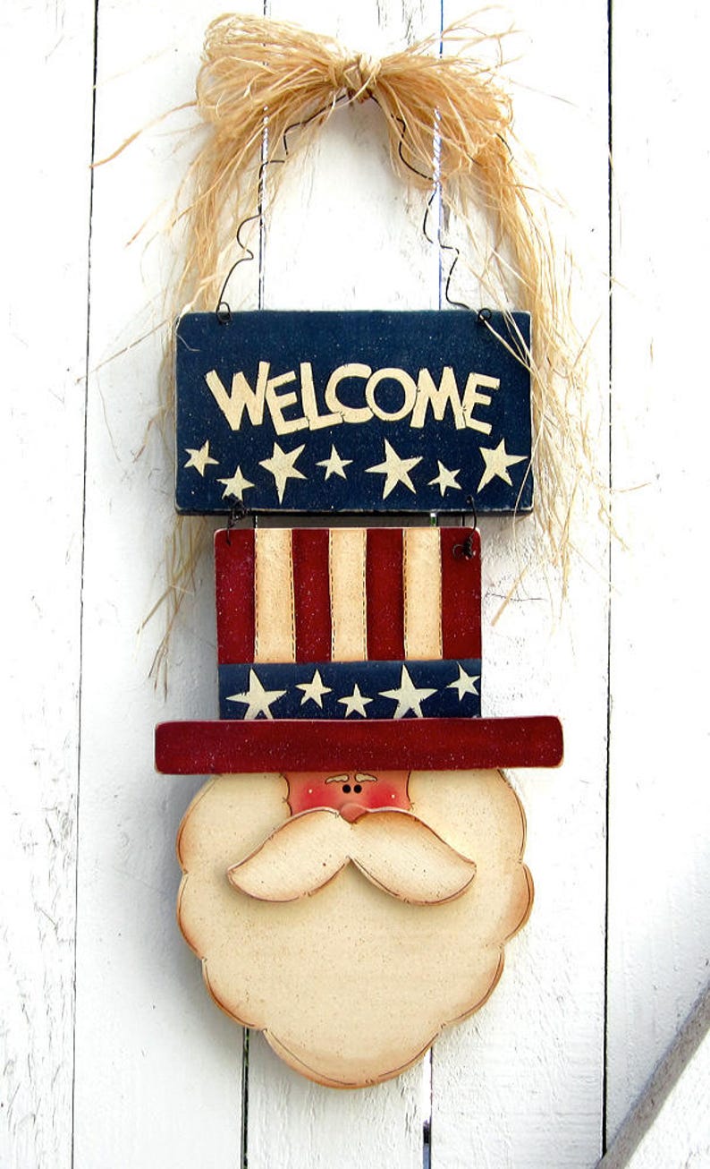 Uncle Sam Welcome Door Hanger Stars and Stripes Decor Flag - Etsy