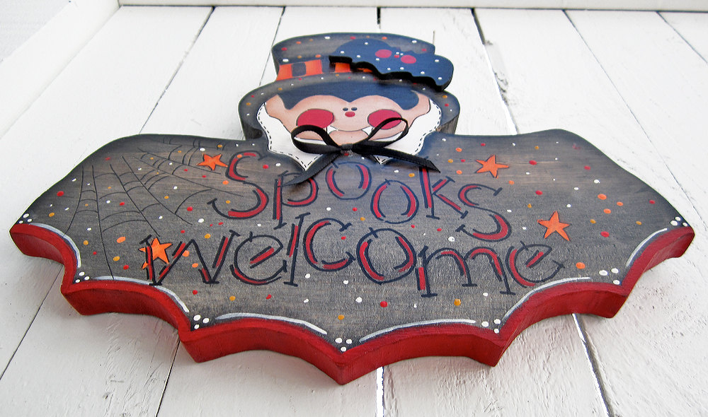 Vampire Door Hanger Dracula Yard Sign Outdoor Wood Halloween Yard Art ...
