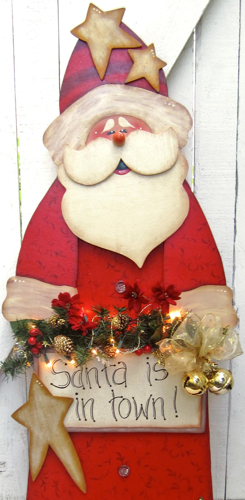 Santa Yard Sign Santa Porch Decor LARGE Christmas Decoration Santa ...