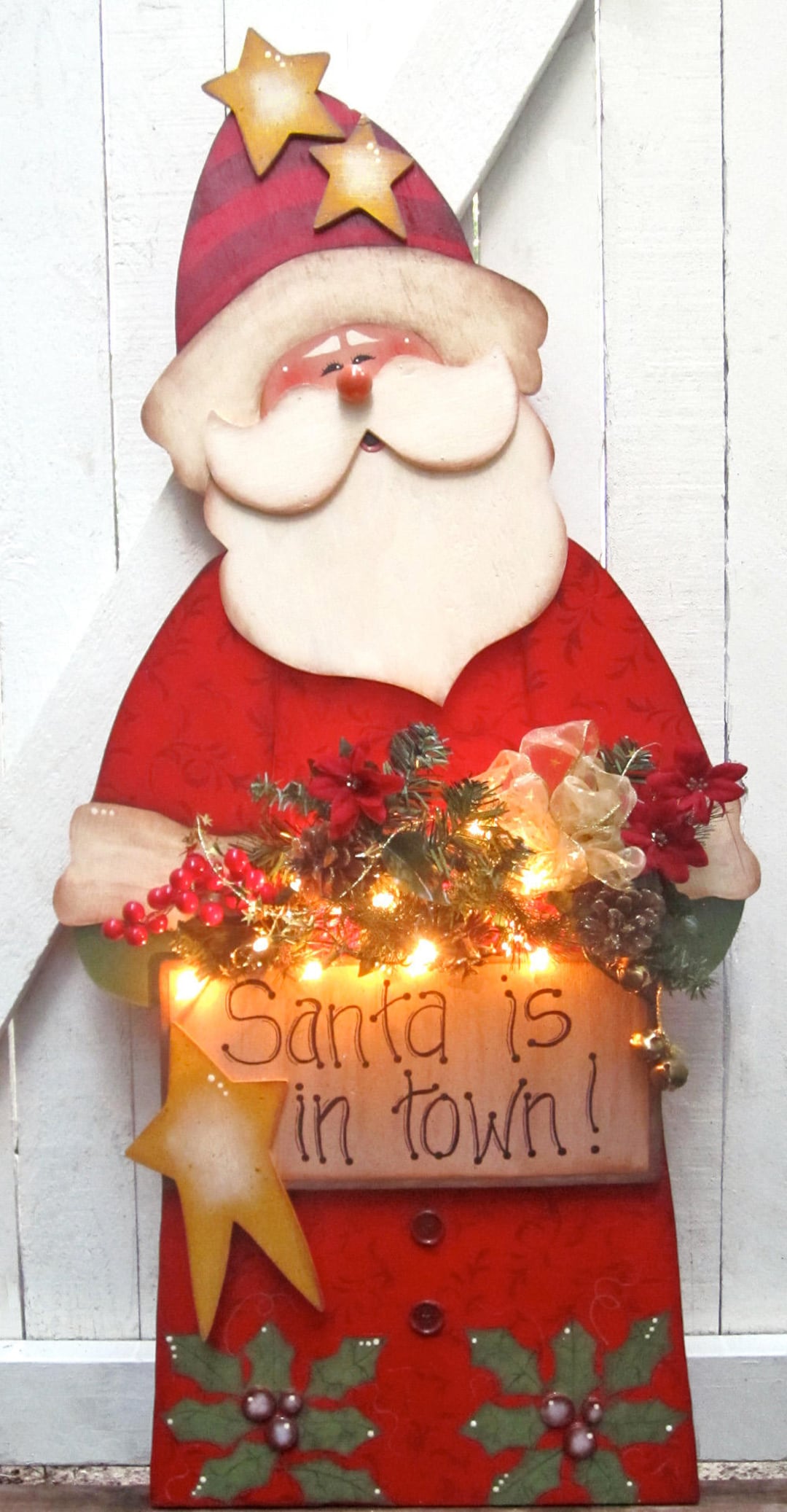 Santa Yard Sign Santa Porch Decor LARGE Christmas Decoration Santa ...